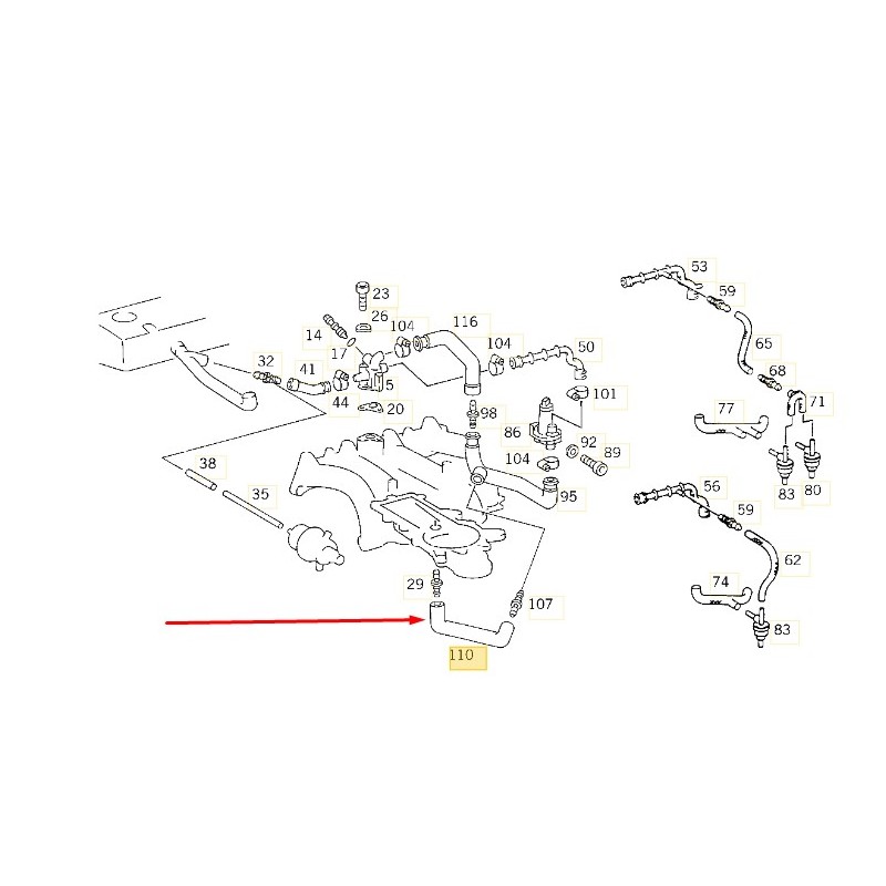 ΚΟΛΑΡΟ ΑΝΑΘΥΜΙΑΣΕΩΝ M102 MERCEDES-BENZ 190E W201 2.0 2000cc AIR HOSE ...